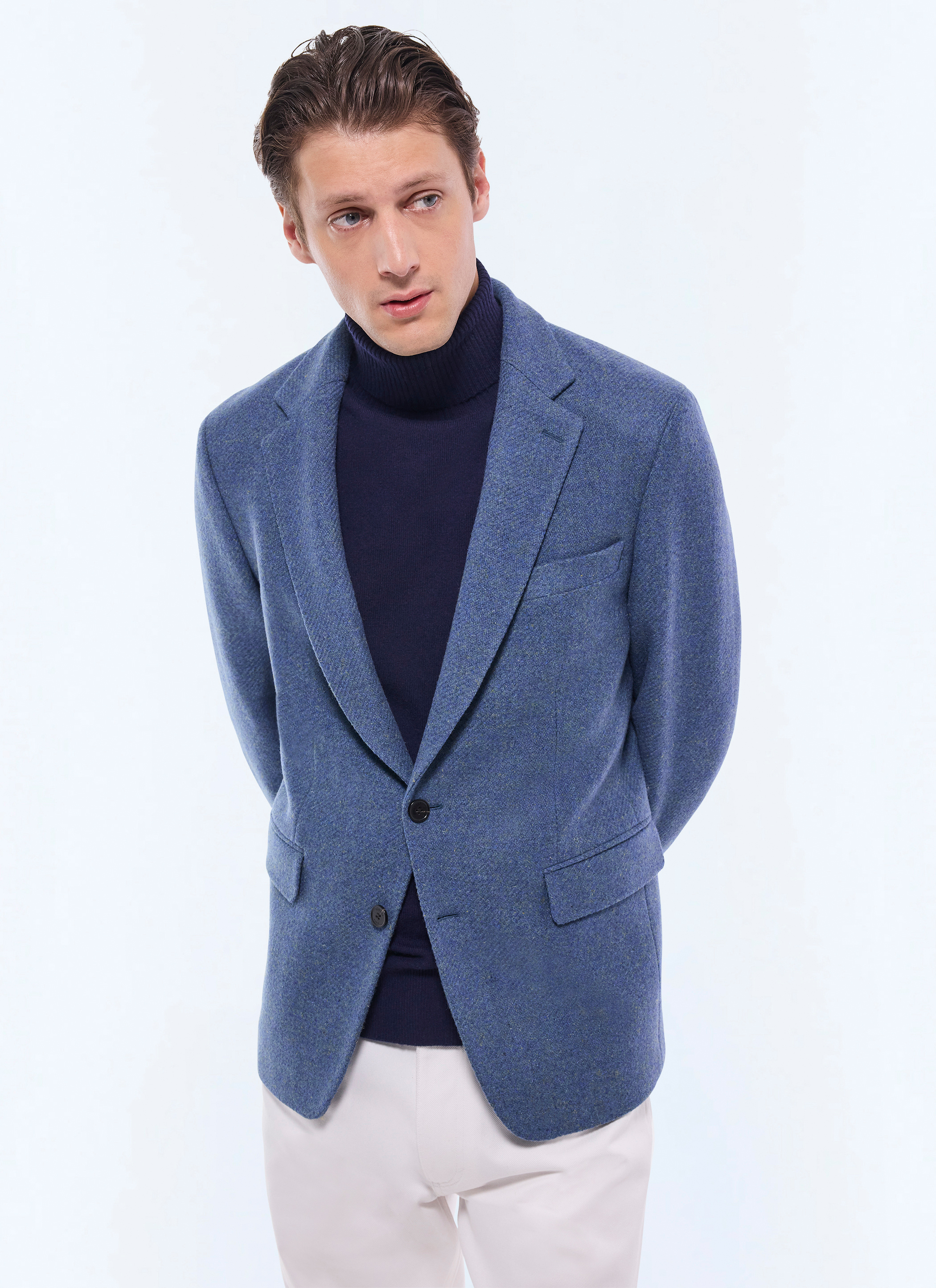 Light blue casual jackets jacket V3FRAT-GV09-D004 - Men's jacket