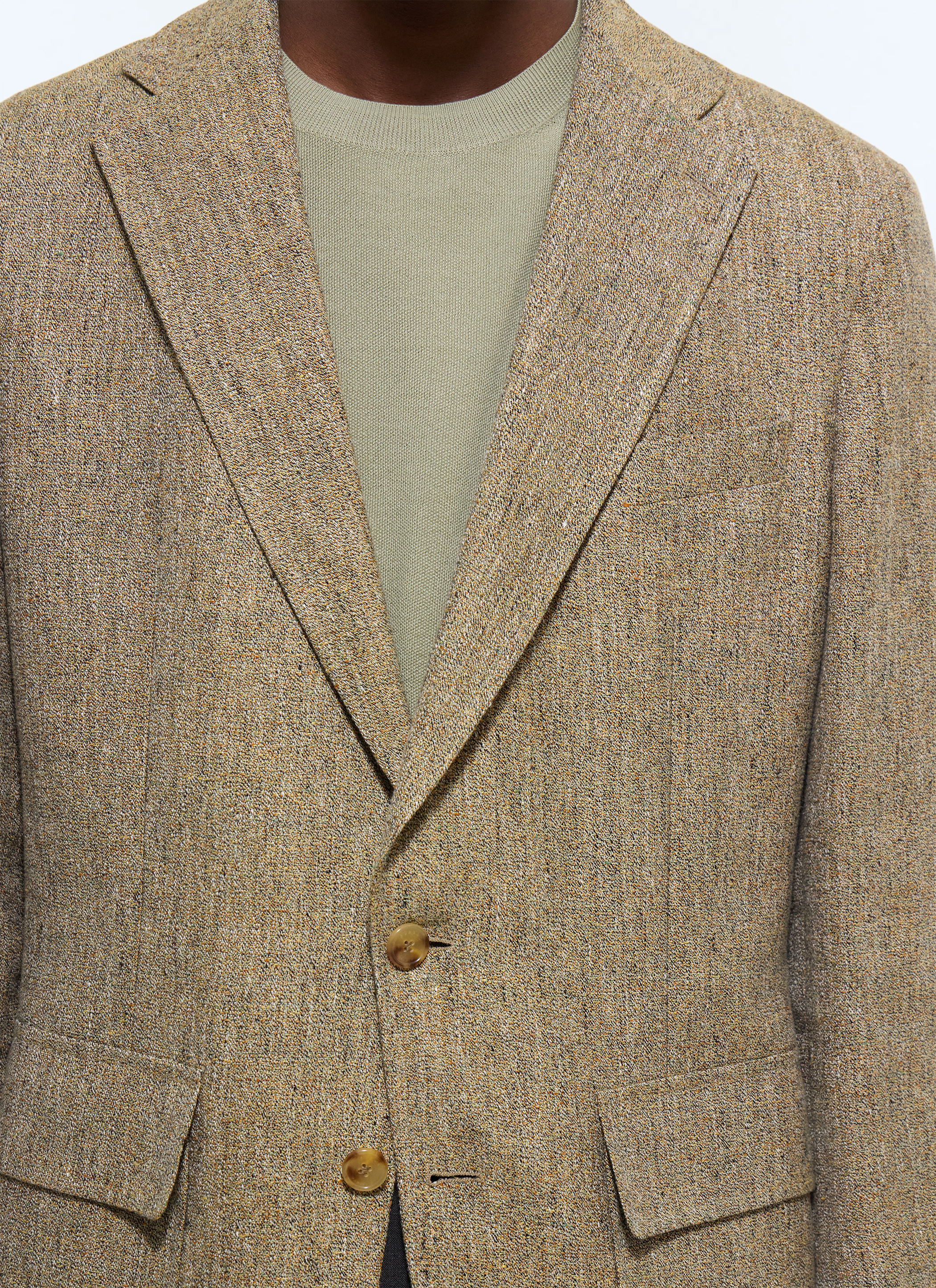 Mustard Linen Jacket for Men - Fursac V3EITO-JV05-E010