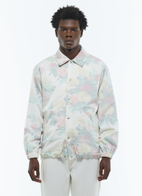 Green, pink and white floral pattern jacket M3FOAK-FM05-L001 - Men's jacket