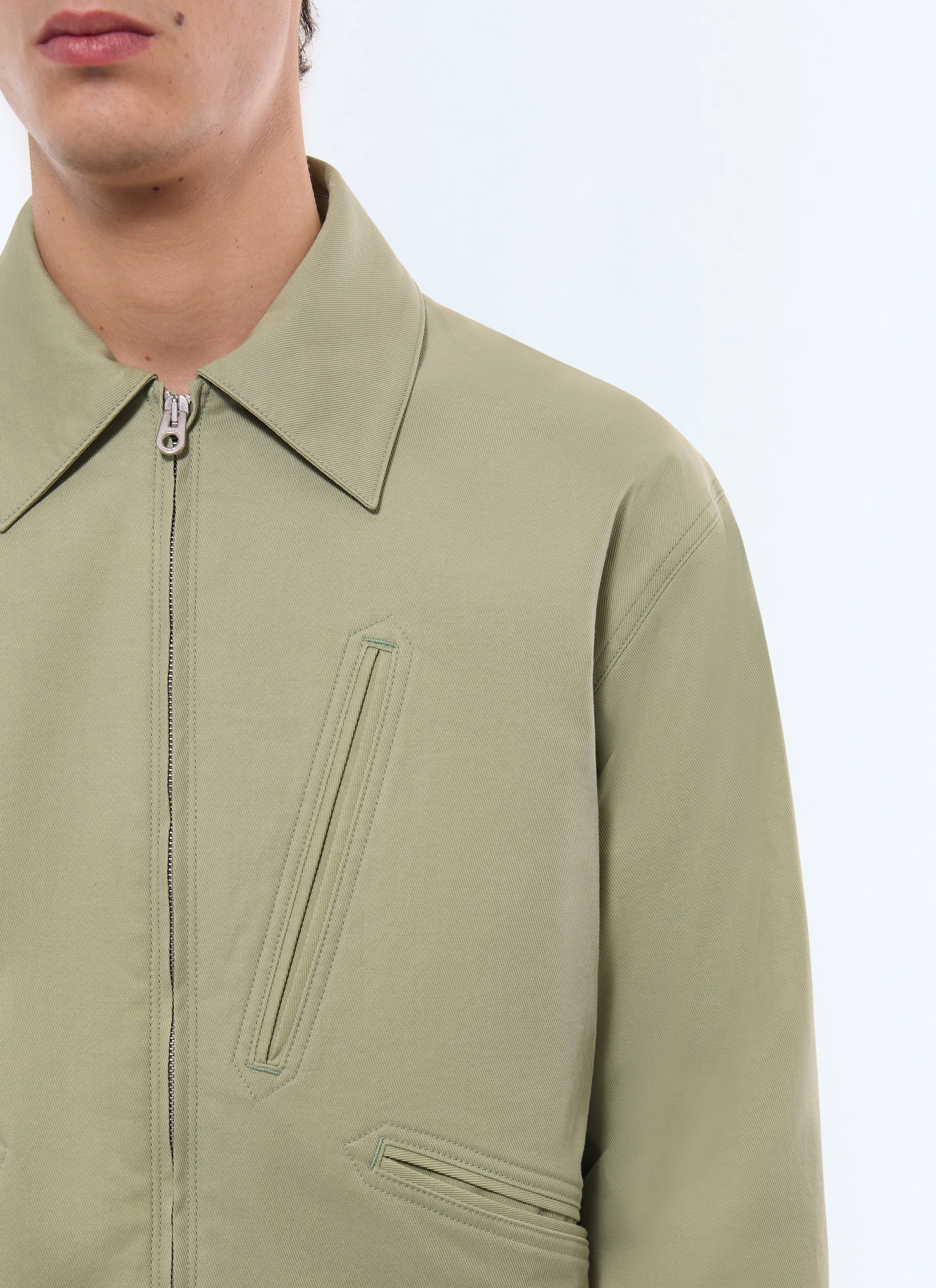 Sage Green Cotton Jacket for Men - Fursac M3JPEG-JM10-H005