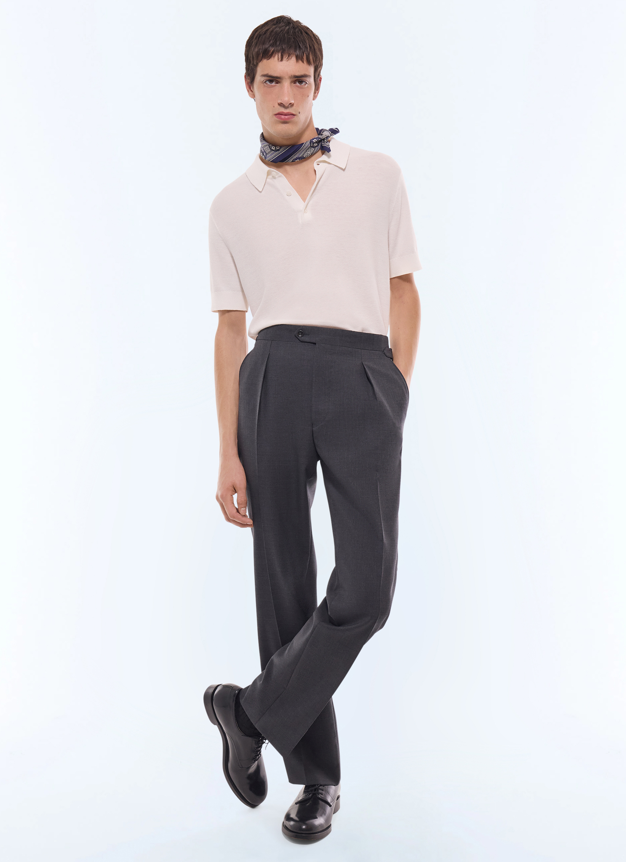 Ecru Cashmere Polo Shirt for Men - Fursac A2PIRO-JA20-A002