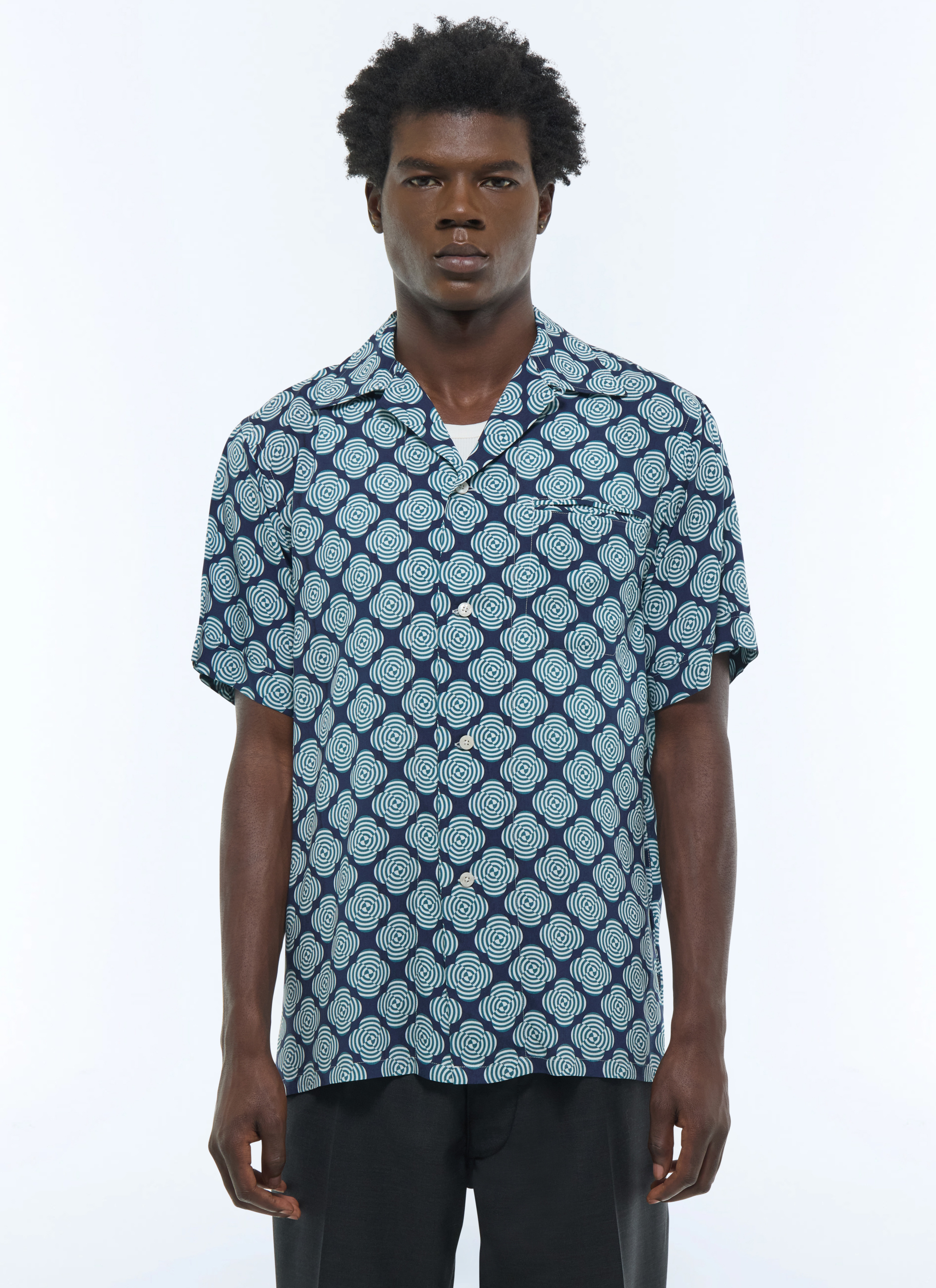 Navy blue - Fancy pattern casual shirts shirt H3DUNY-FH26-D030 - Men's ...