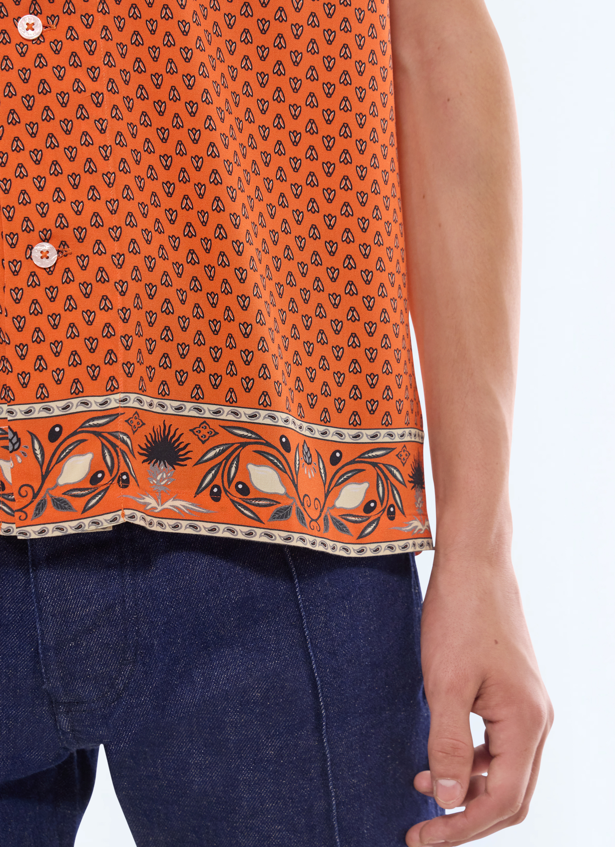 Orange Provence Pattern Shirt for Men - Fursac H3JUNY-JH47-E014