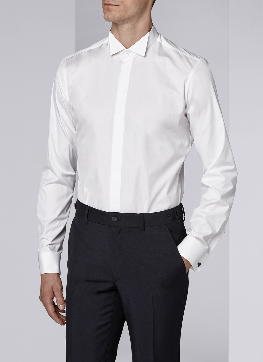 White wing collar shirt H3LUCK-T001-01 - Men's shirt