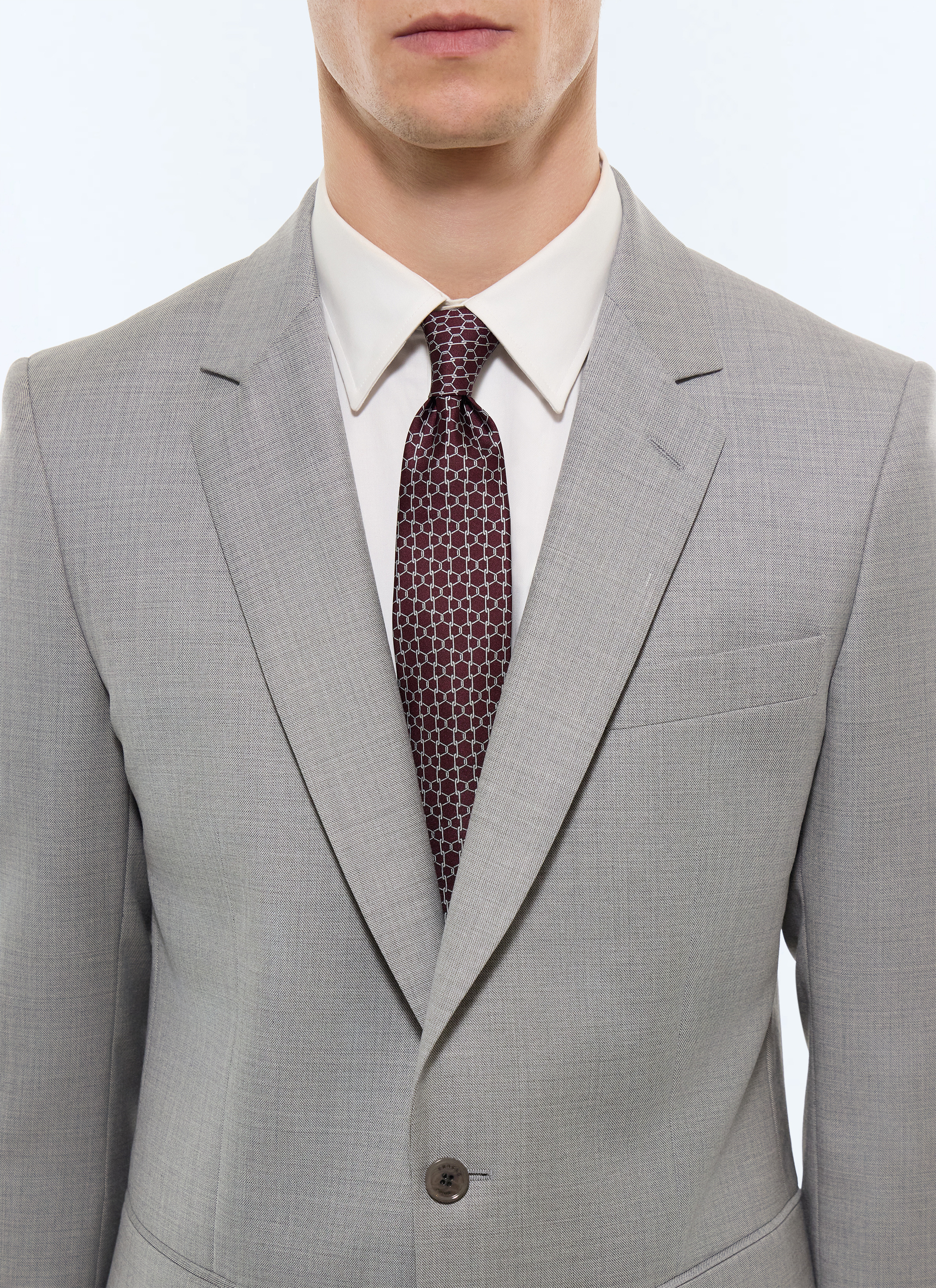 Light Grey Marbled Effect Wool Suit for Men - Fursac C3GREG-JC34-B002