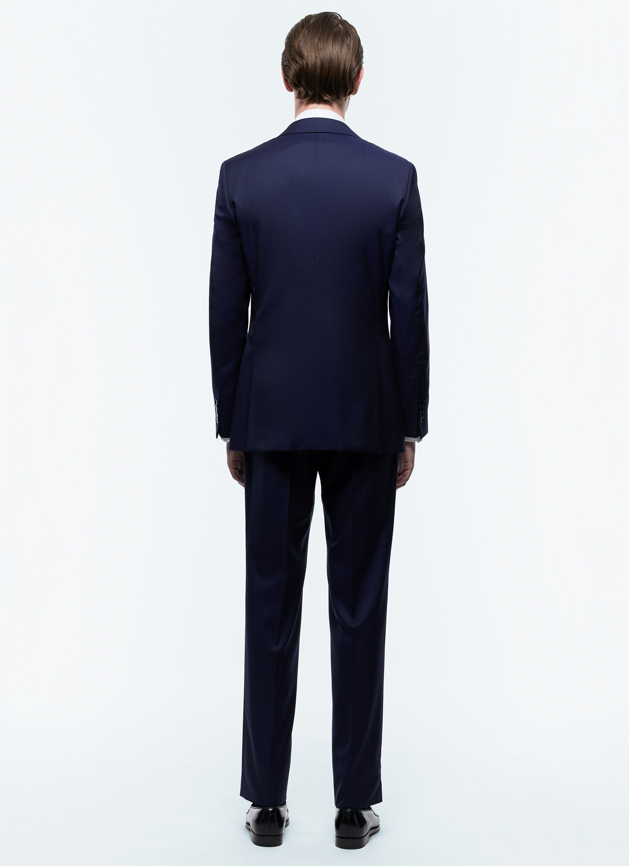 Navy Blue Striped Slim Fit Suit for Men - Fursac C3EDNA-EC03-D030