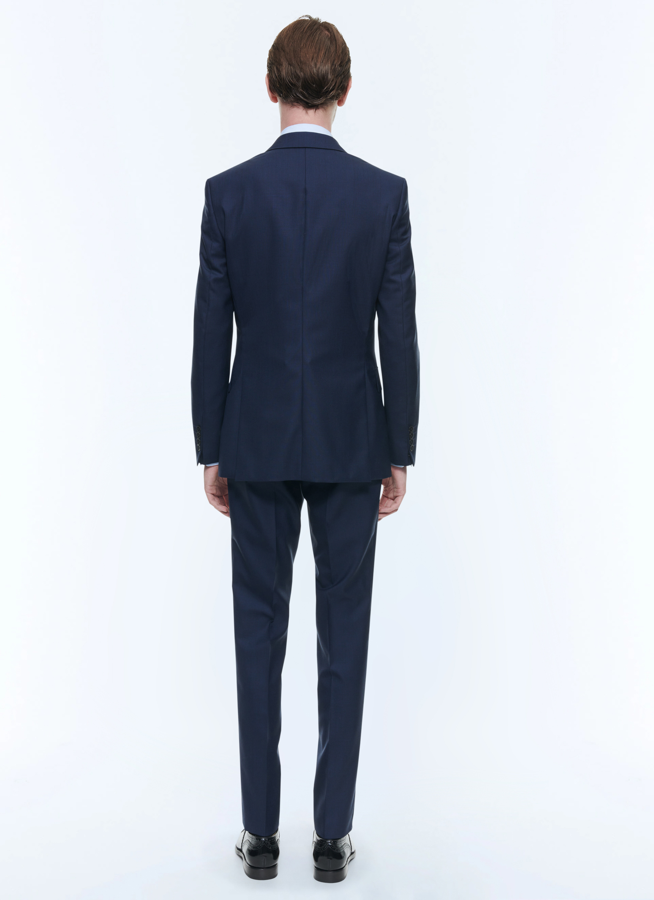 Navy blue - Prince of Wales pattern fitted cut suit C2AIDO-DC24-D030 ...