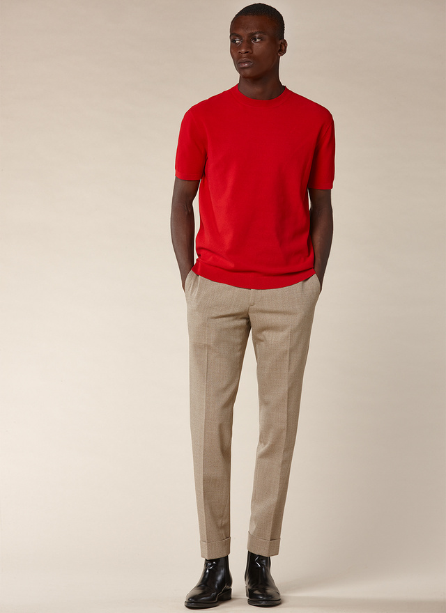 Red round collar sweater A2SATI-SA01-78 - Men's sweater
