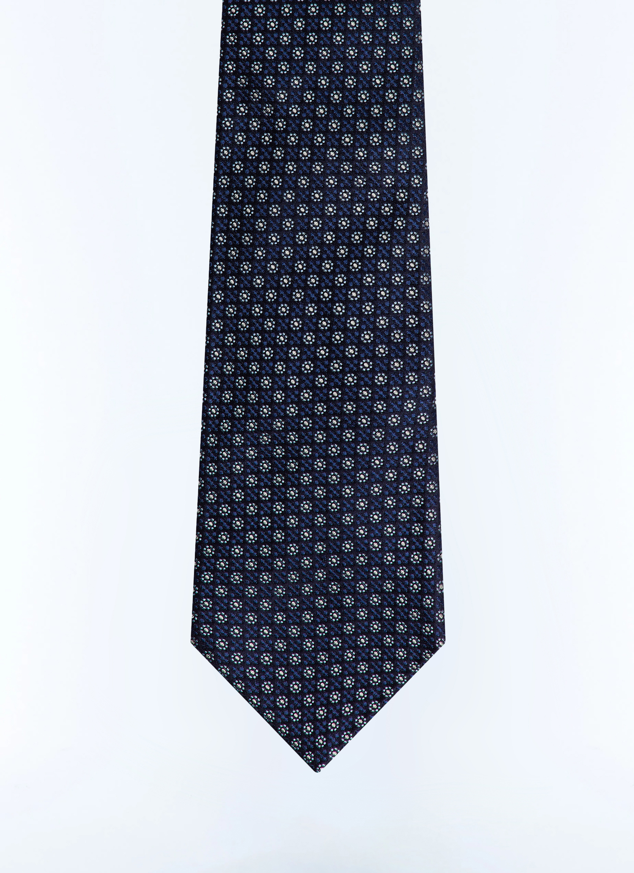 Navy blue - Floral pattern fancy ties tie F2OTIE-JR07-D030 - Men's silk tie