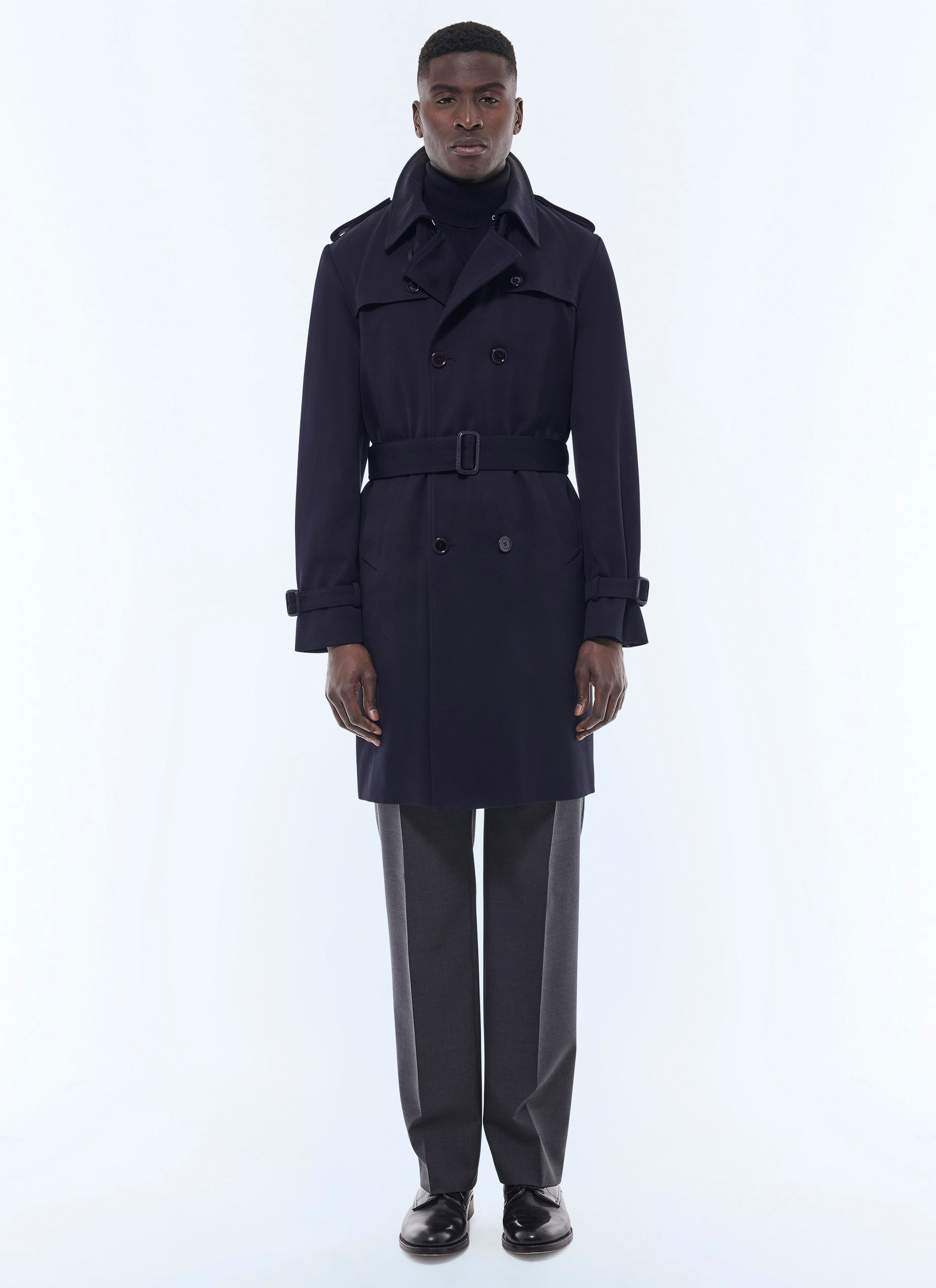 Navy blue trench coat M3EIKA-GM06-D030 - Men's trench coat